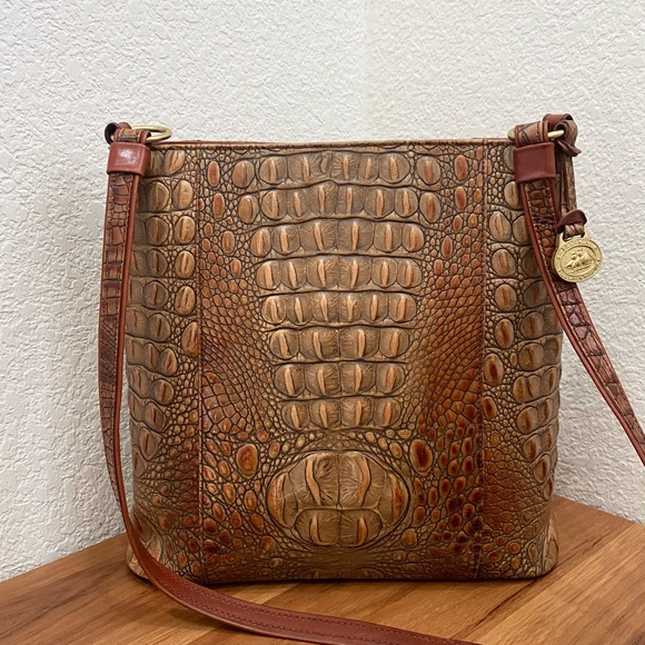 Brahmin | Bags | Vintage Brahmin Pecan Toasted Almond Embossed Croc ...